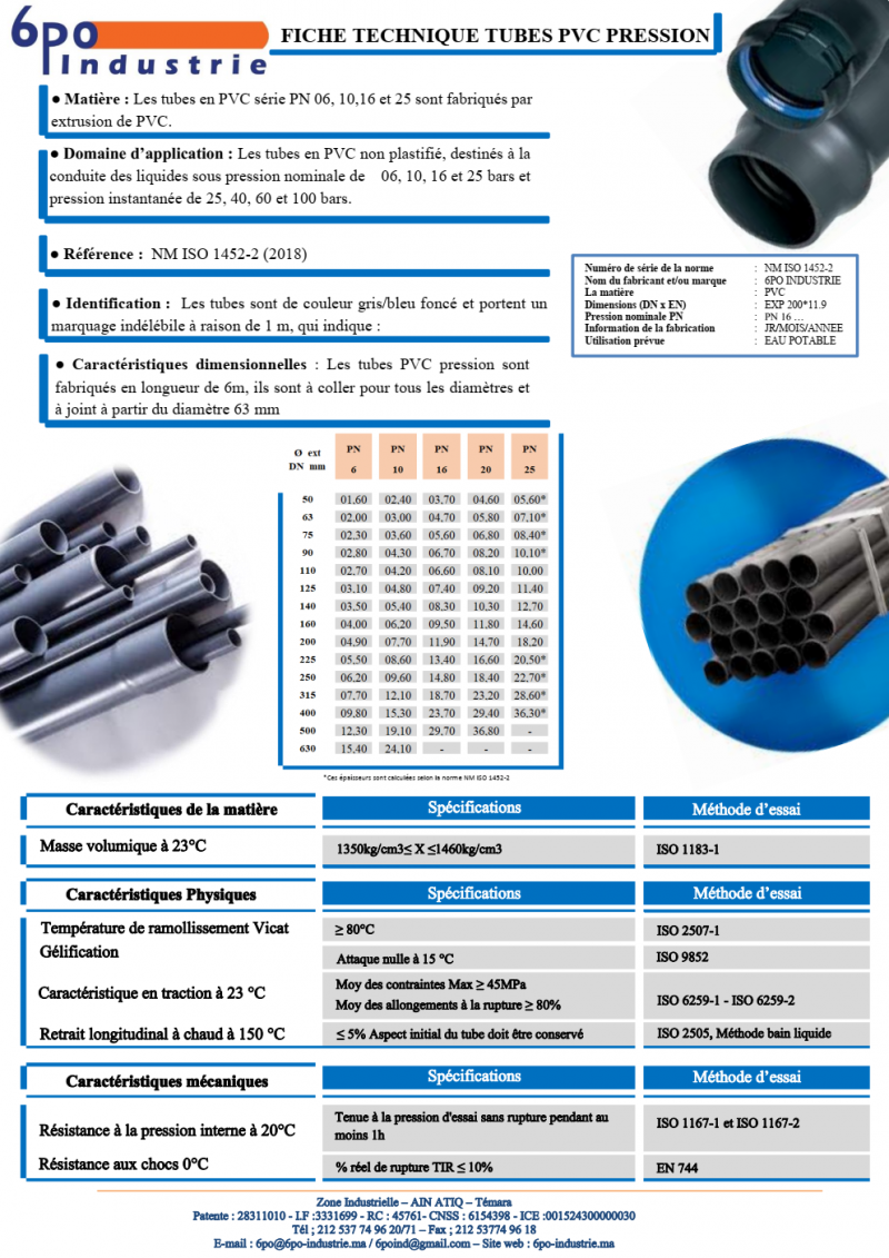 Tubes En PVC Pression | 6PO INDUSTRIE